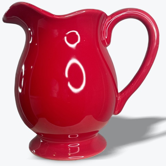 Dining | Red Ceramic Pitcher Farmhouse Kitchen Decor Cottagecore ...